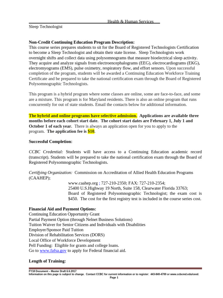 Sleep Tech Certification Program | PDF | Communication | Medicine