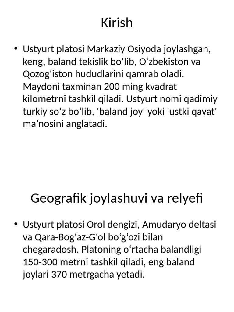 Ustyurt Plato Presentation | PDF