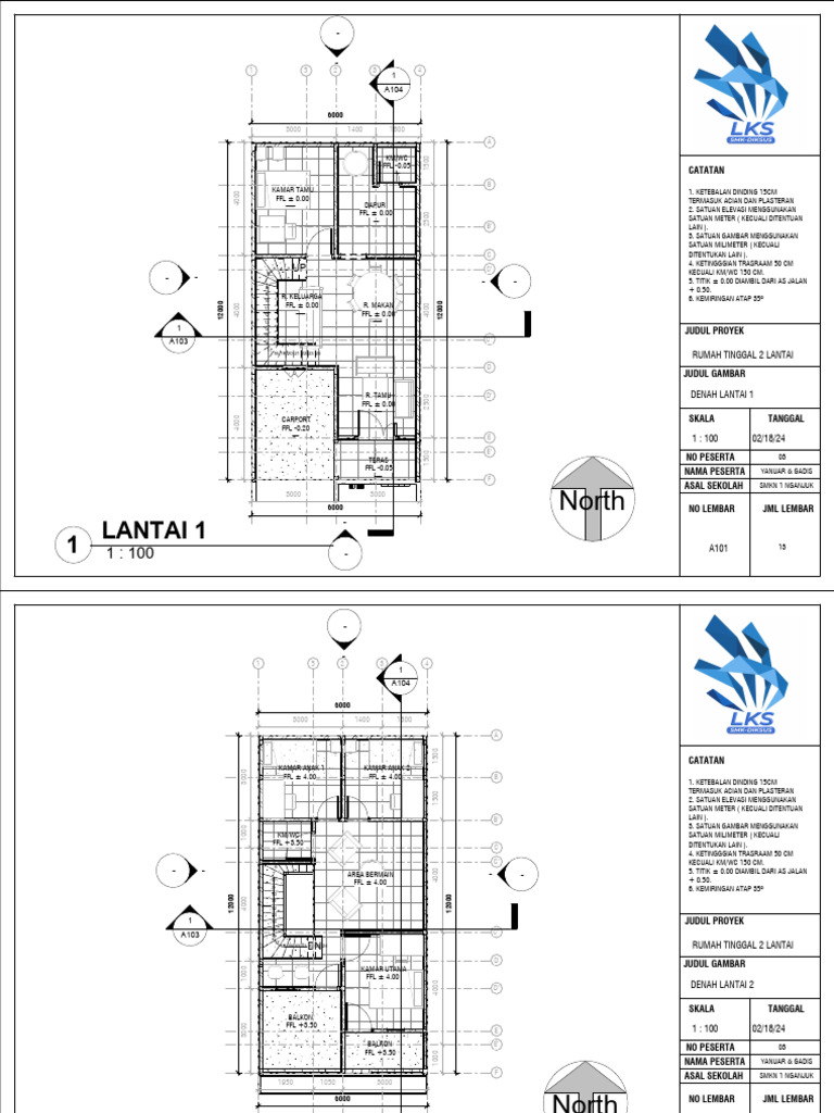 Tugas 3 - 2D Denah - Potongan - Tamppak - Det. Rangka Atap - 03 | PDF