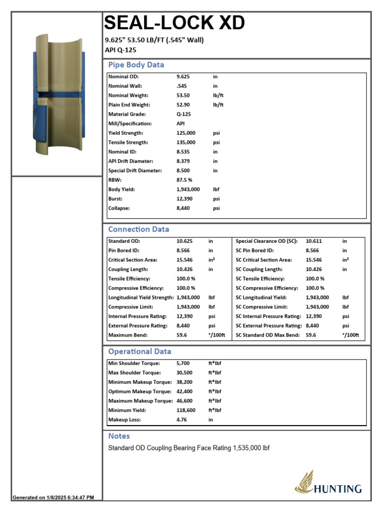 9.625 53.500 Q-125 Seal-Lock XD | PDF | Stress (Mechanics) | Applied ...