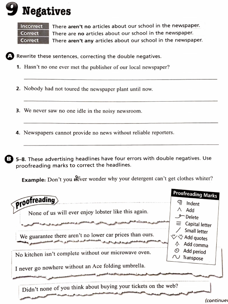 Correcting Double Negatives in Writing | PDF