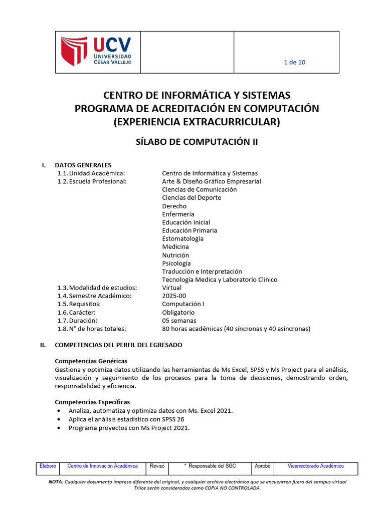 Silabo C2 - Re - 2025 | PDF | Spss | Microsoft Excel