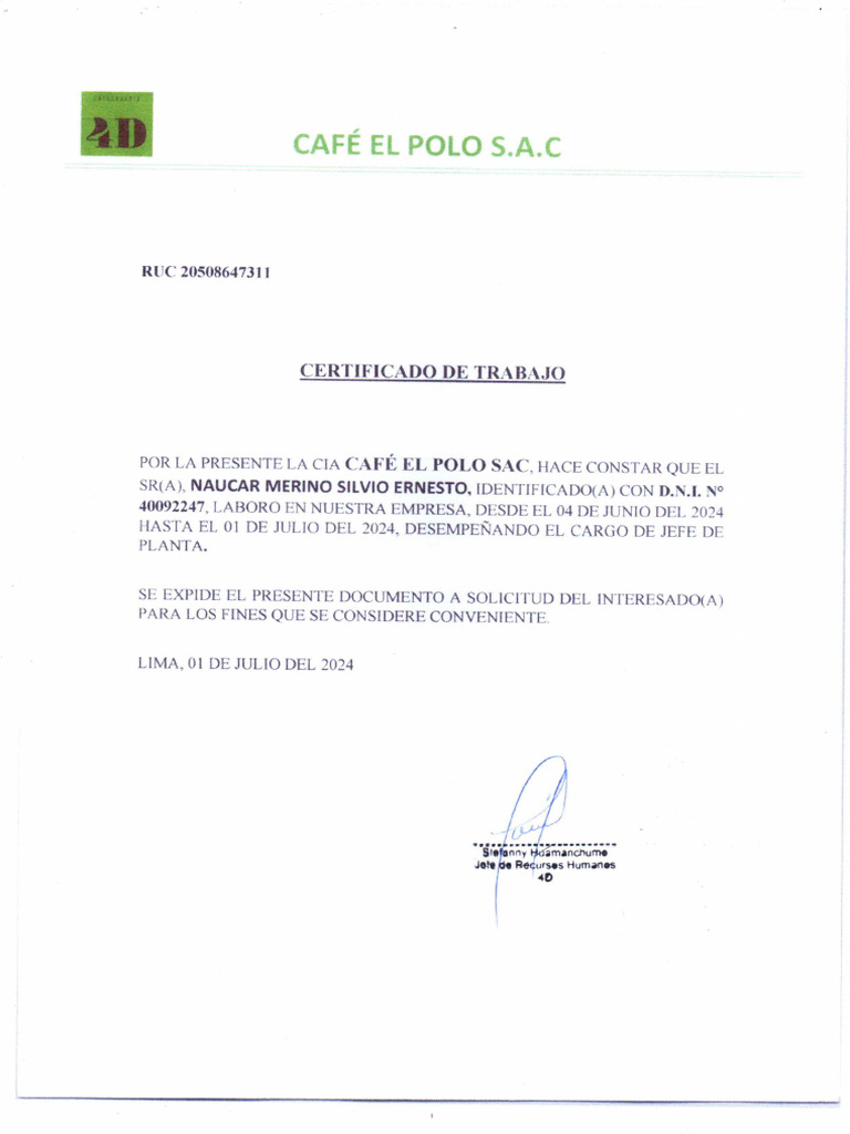 Certificado 4D | PDF