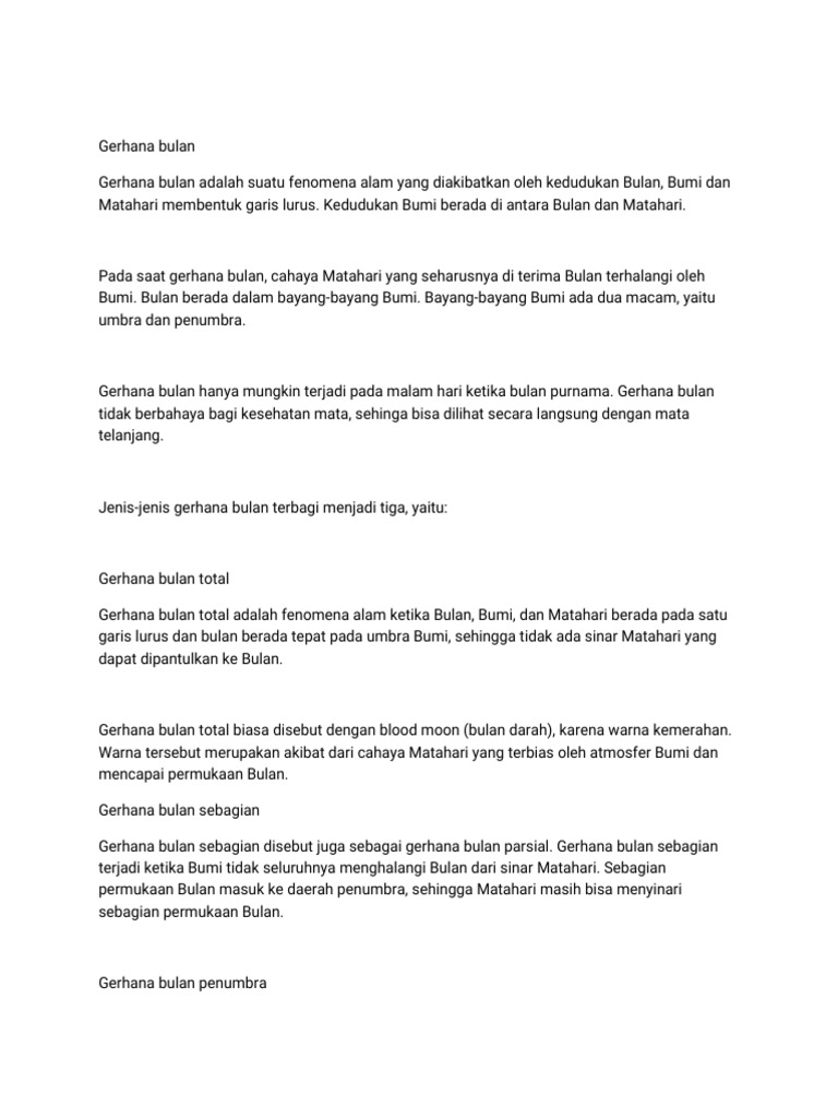 Apa Itu Gerhana Bulan Dan Contohnya | PDF
