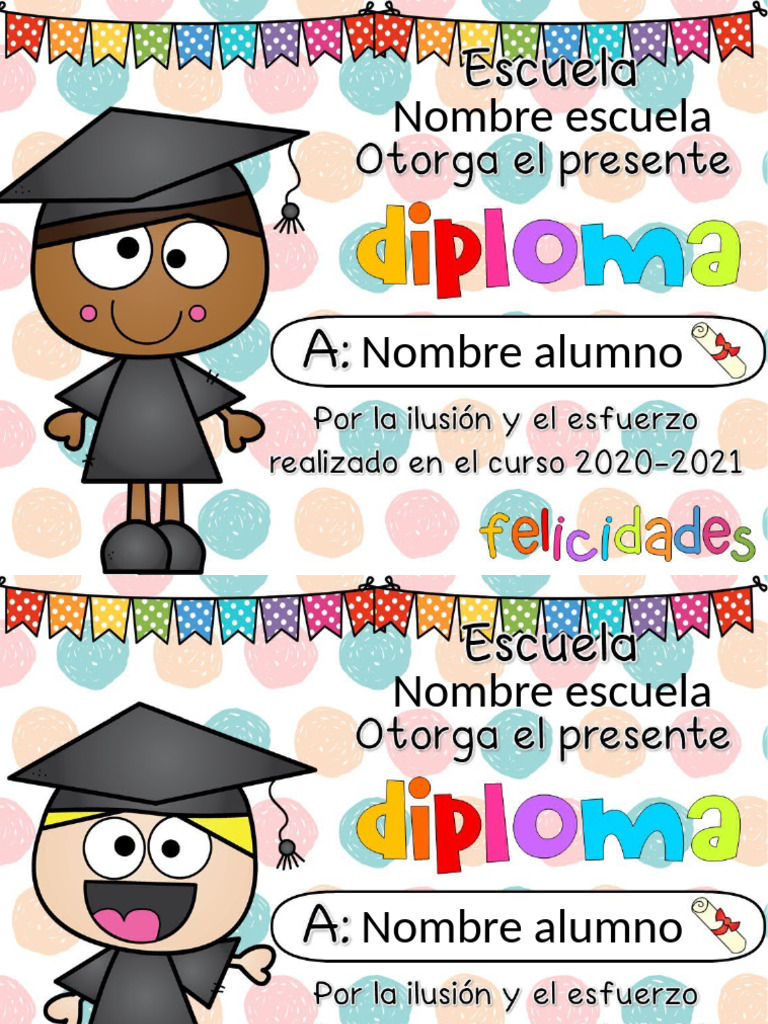 DIPLOMAS-FIN-DE-CURSOS-2020-2021-EDITABLES | PDF