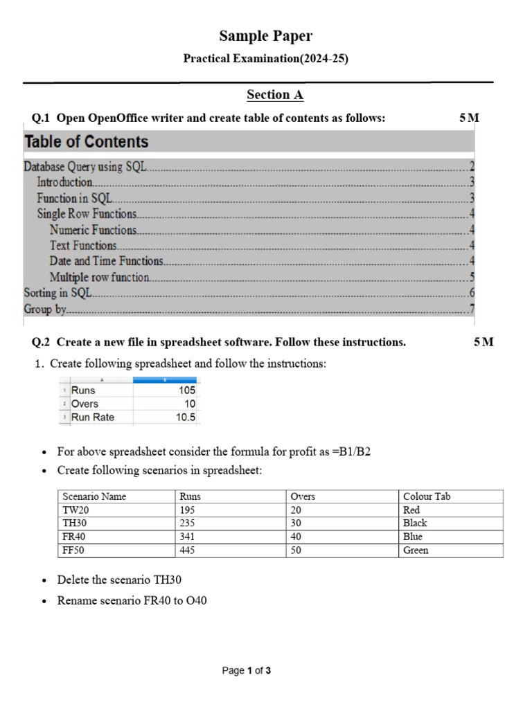 IT Practical Sample Question Paper | PDF | Spreadsheet | Software