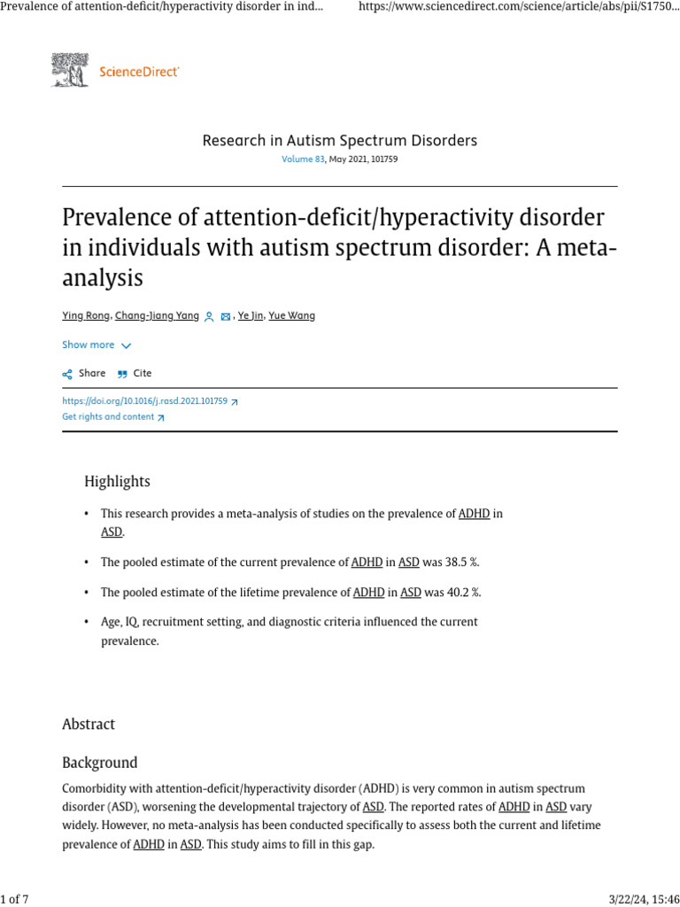 asd and adhd ultimate paper | PDF | Attention Deficit Hyperactivity ...
