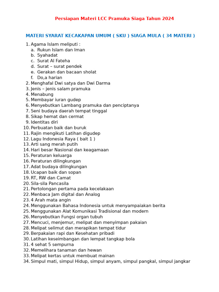 Materi SKU SIaga-LCC | PDF