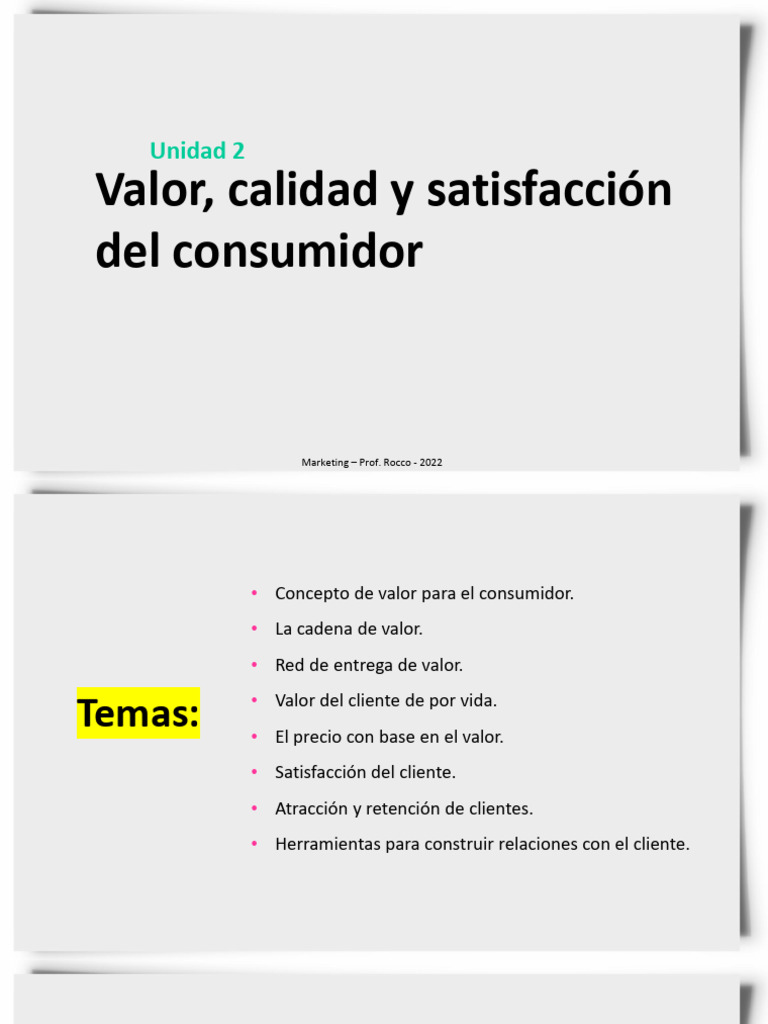 Clase 2 Marketing Valor Calidad y Satisfaccin Del Consumidor 2022 | PDF ...