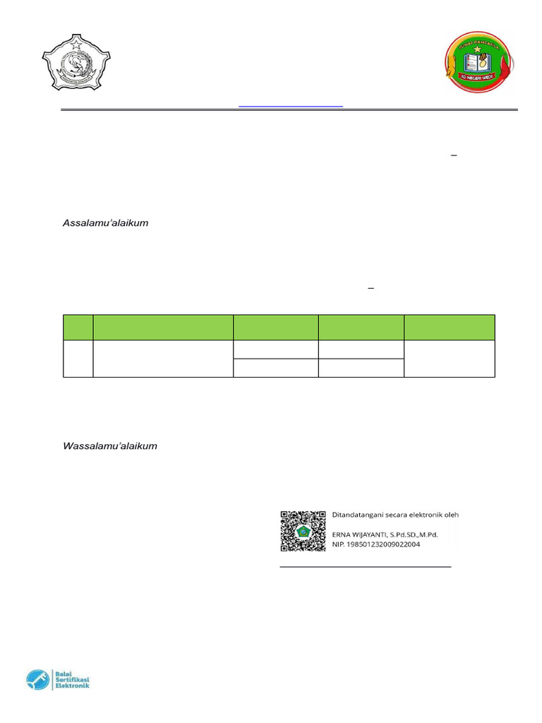 Undangan Penerimaan Rapor Kelas 1-6 | PDF