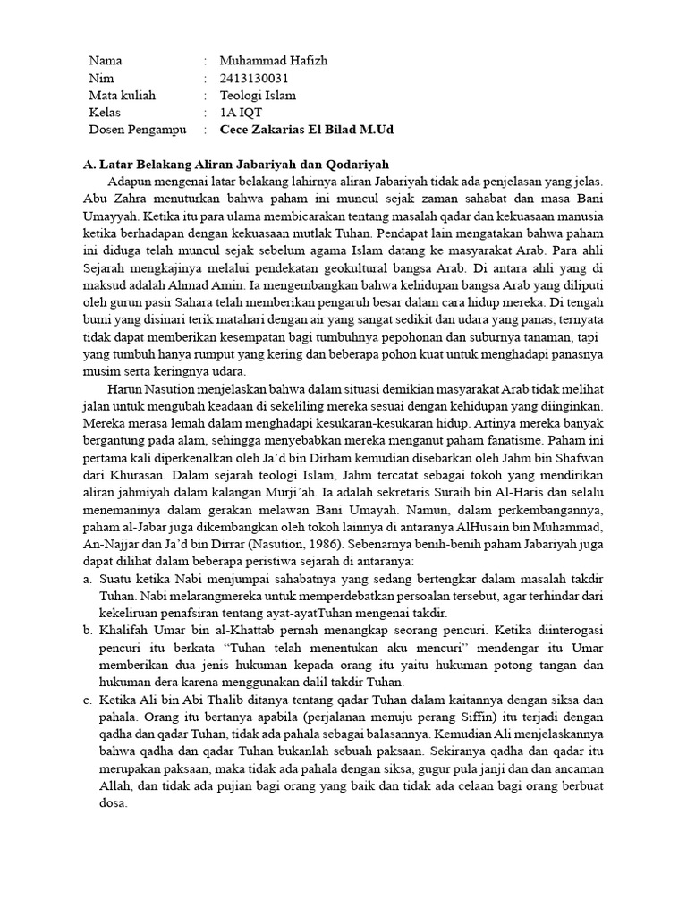 Qadariyah Dan Jabariyah | PDF