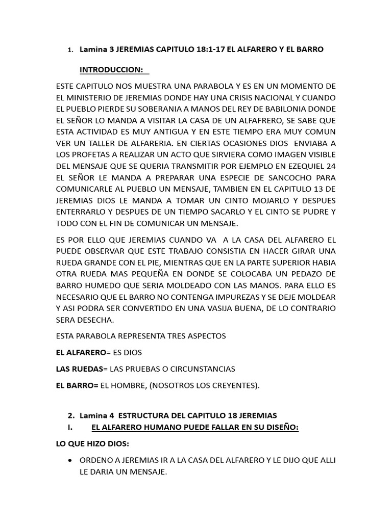 El Alfarero y el Barro: Lecciones de Jeremías | PDF | cerámica | Teología