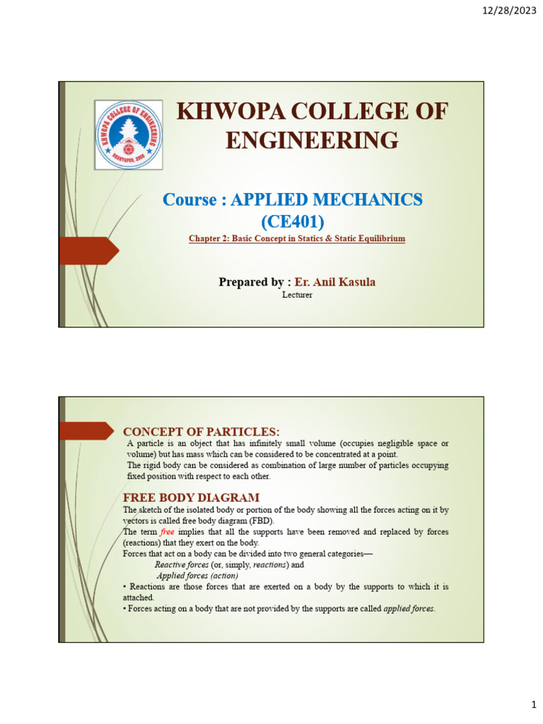chapter-2_basic-concept-in-statics-and-static-equilibrium | PDF | Force | Mechanics