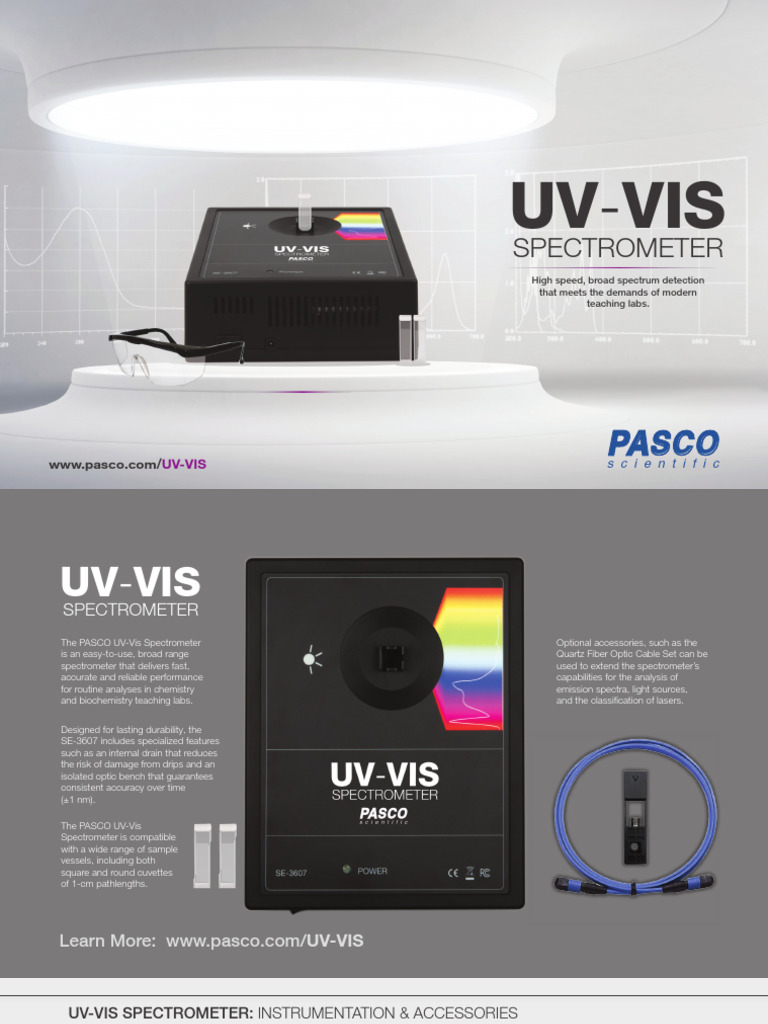 PASCO UV VIS Spectrometer Brochure | PDF | Ultraviolet–Visible Spectroscopy | Absorbance