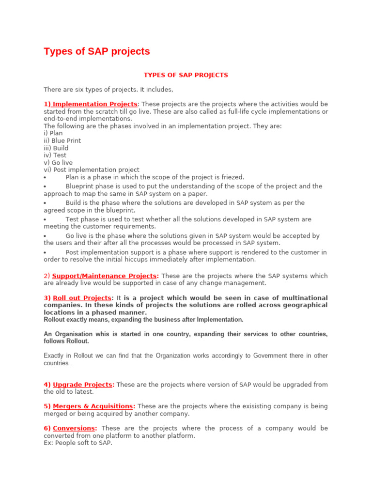 5 Types Of Sap Projects Explained – HCBANY