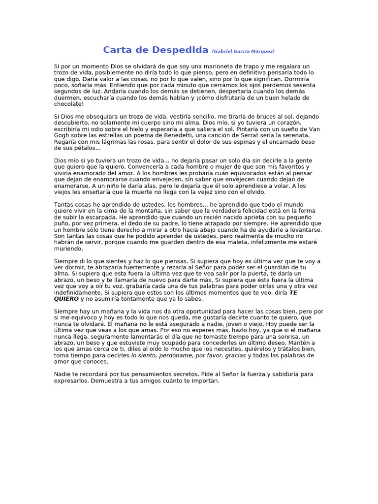 Carta de Despedida | PDF