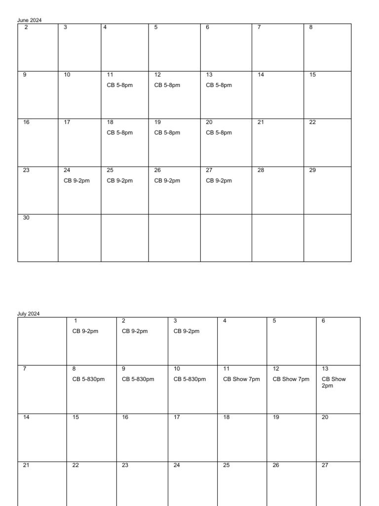 CB Hours and Schedule for June-July 2024 | PDF