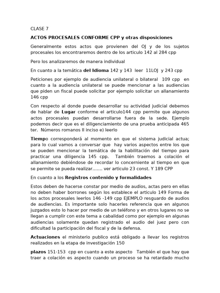Actos Procesales según CPP | PDF | Ley procesal | Judicaturas