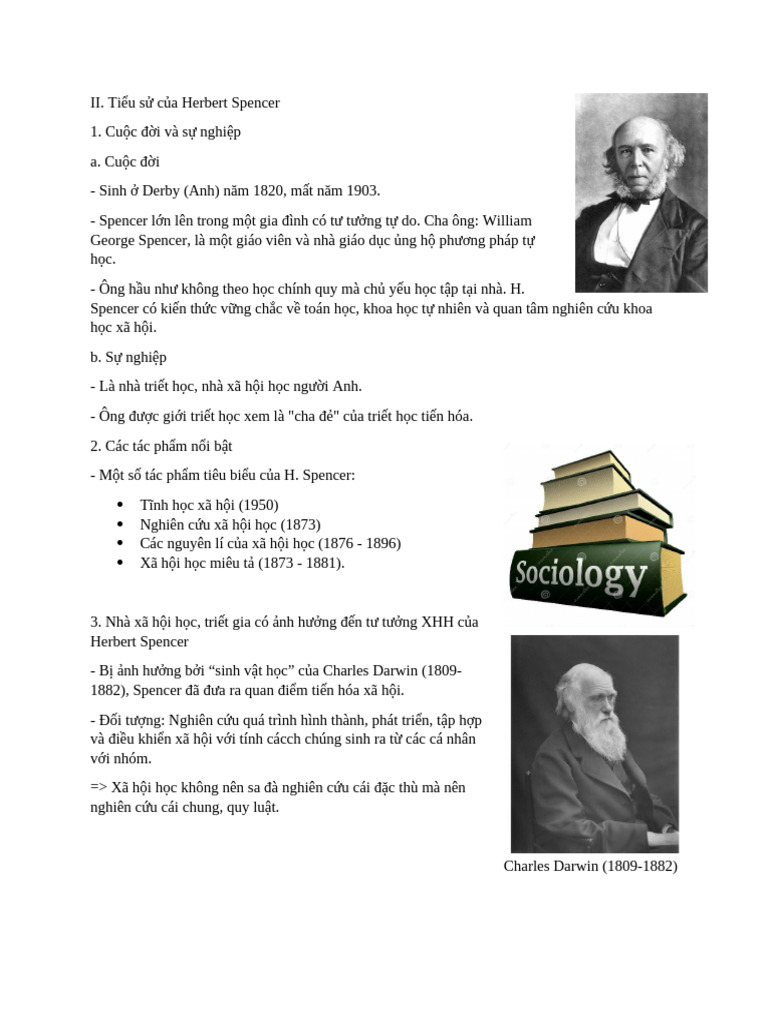 II. Tiểu sử của Herbert Spencer | PDF