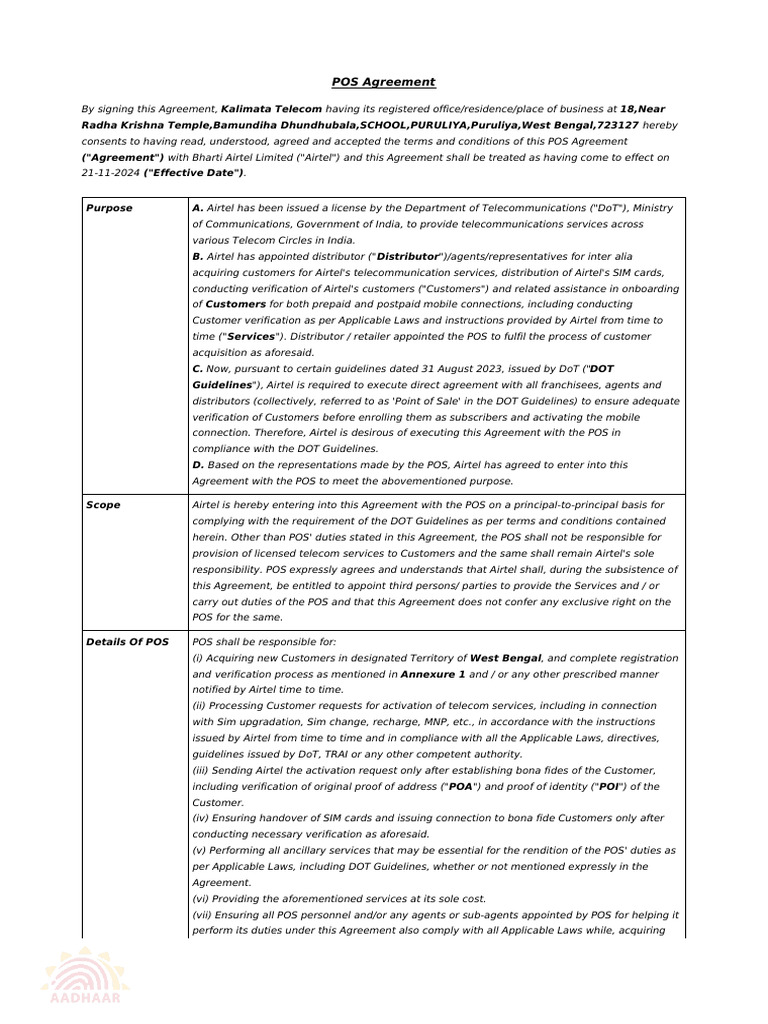Malay Kumbhakar_PrepaidRetailerContract | PDF | Legal Remedy | Point Of ...