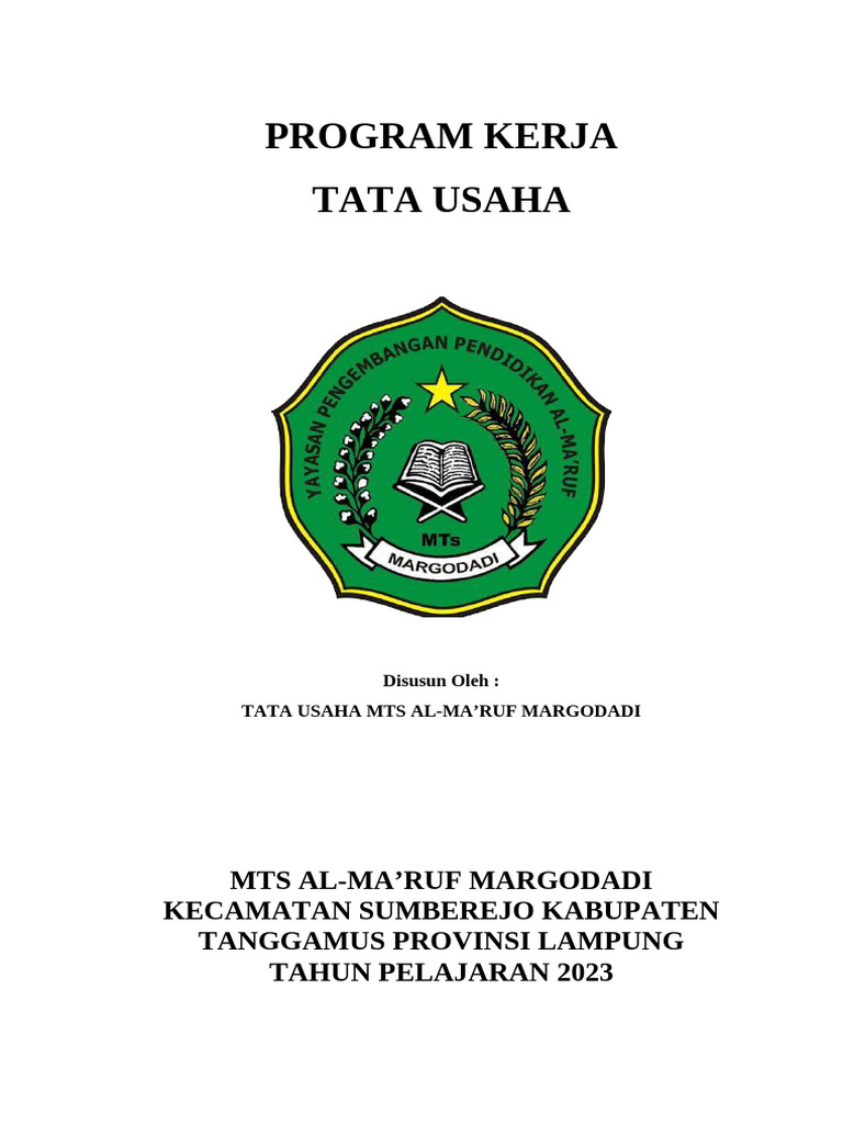 Program Kerja Tata Usaha 2022-2023 | PDF