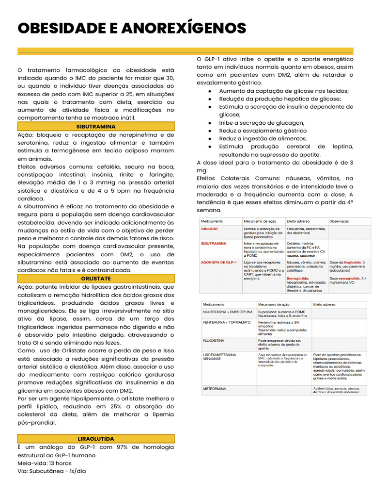 Obesidade e Anorexígenos | PDF | Obesidade | Medicina Clínica