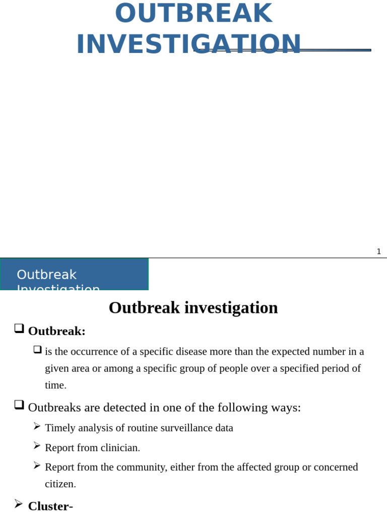 Outbreak Investigation | PDF | Epidemics | Epidemiology