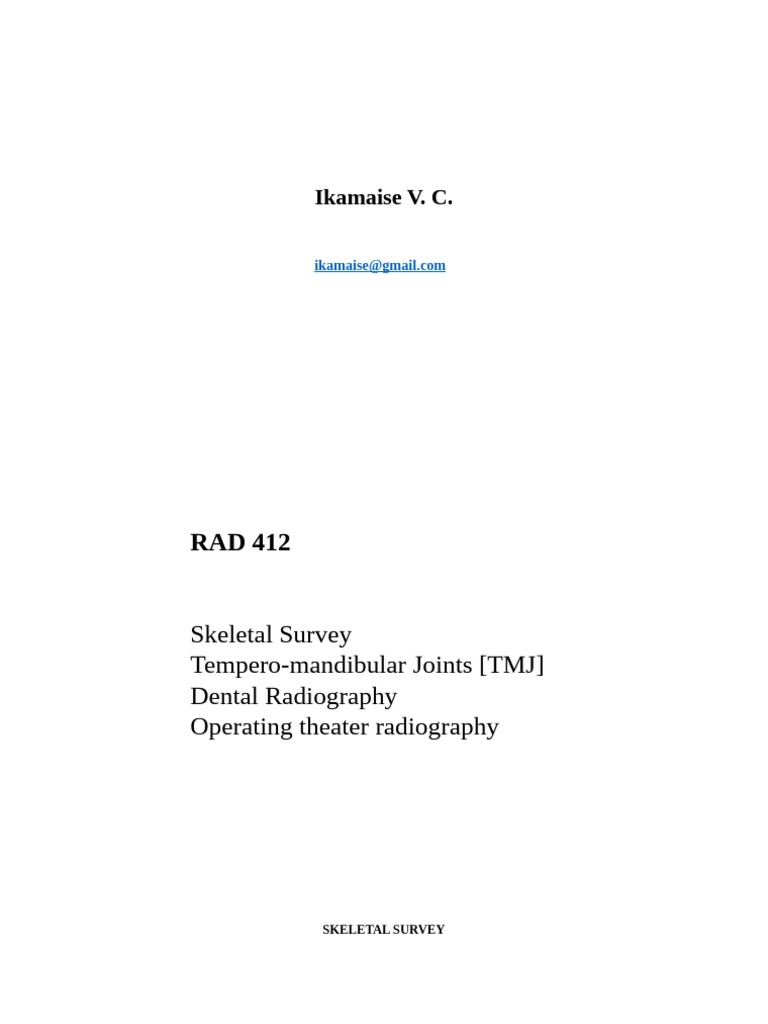 Comprehensive Guide to Skeletal Survey Radiography | PDF | Tooth ...