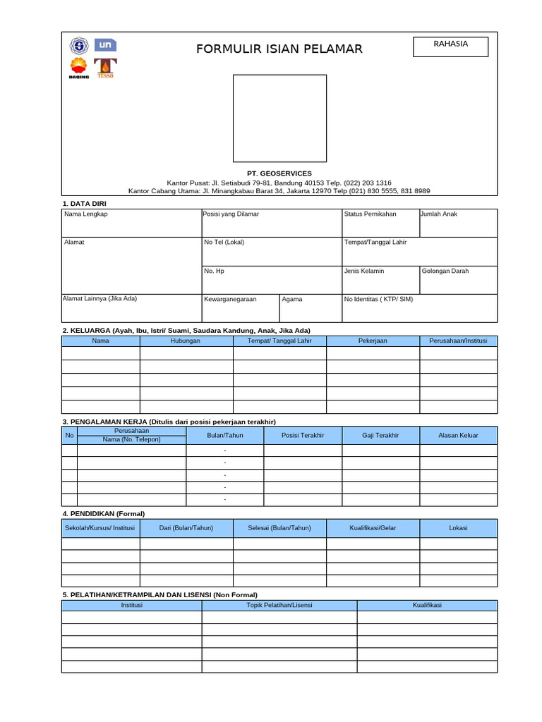 Form Isian Pelamar - CEOR Project | PDF
