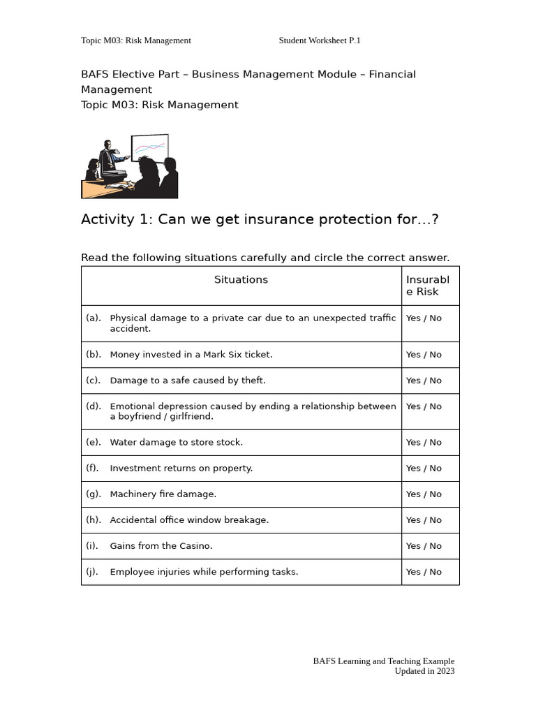 M03-Risk management _Student Worksheet(eng)-final r2r (1) | PDF | Risk ...