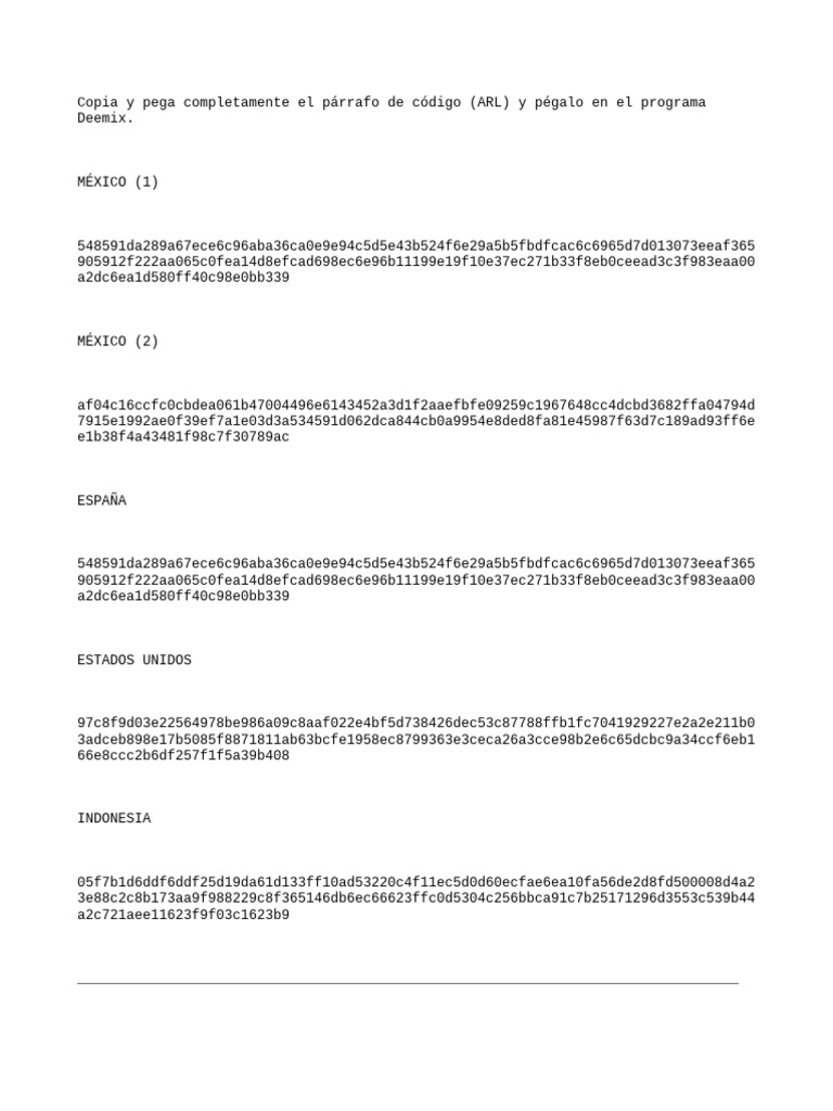 Deemix ARL Token Codes for 2025 | PDF