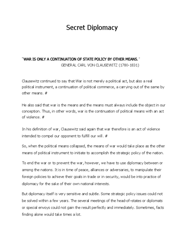 Secret Diplomacy | PDF | Diplomacy | Mediation