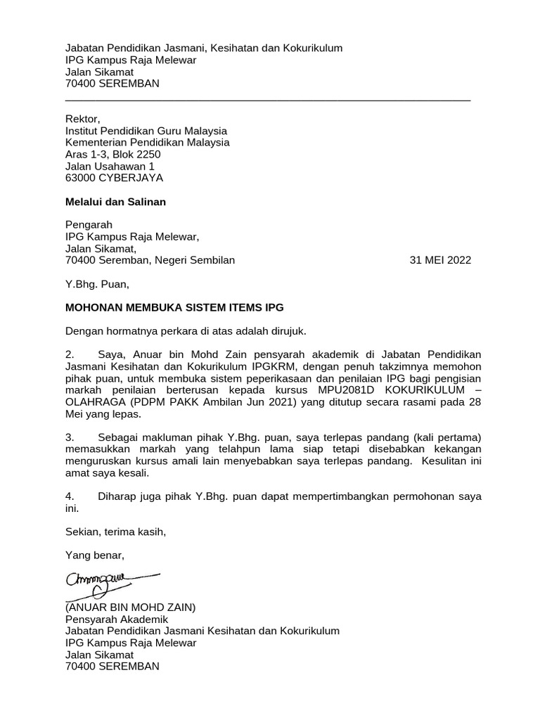 SURAT KPD REKTOR BUKA SISTEM ITEM | PDF