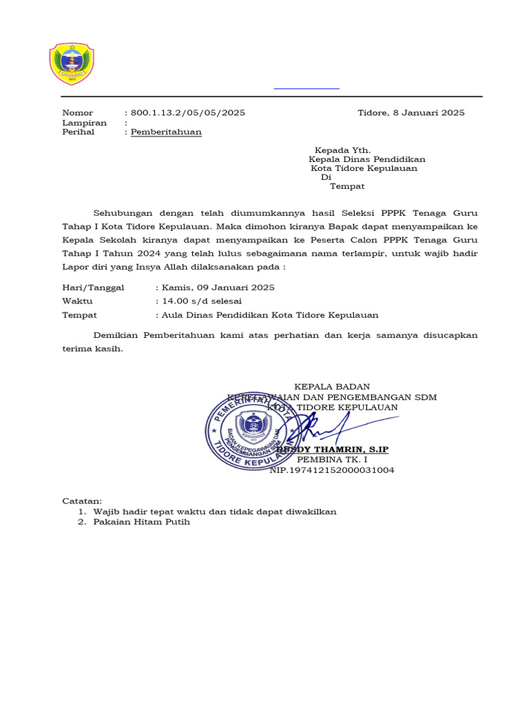 01. SURAT LAPOR DIRI TENAGA GURU pdf | PDF