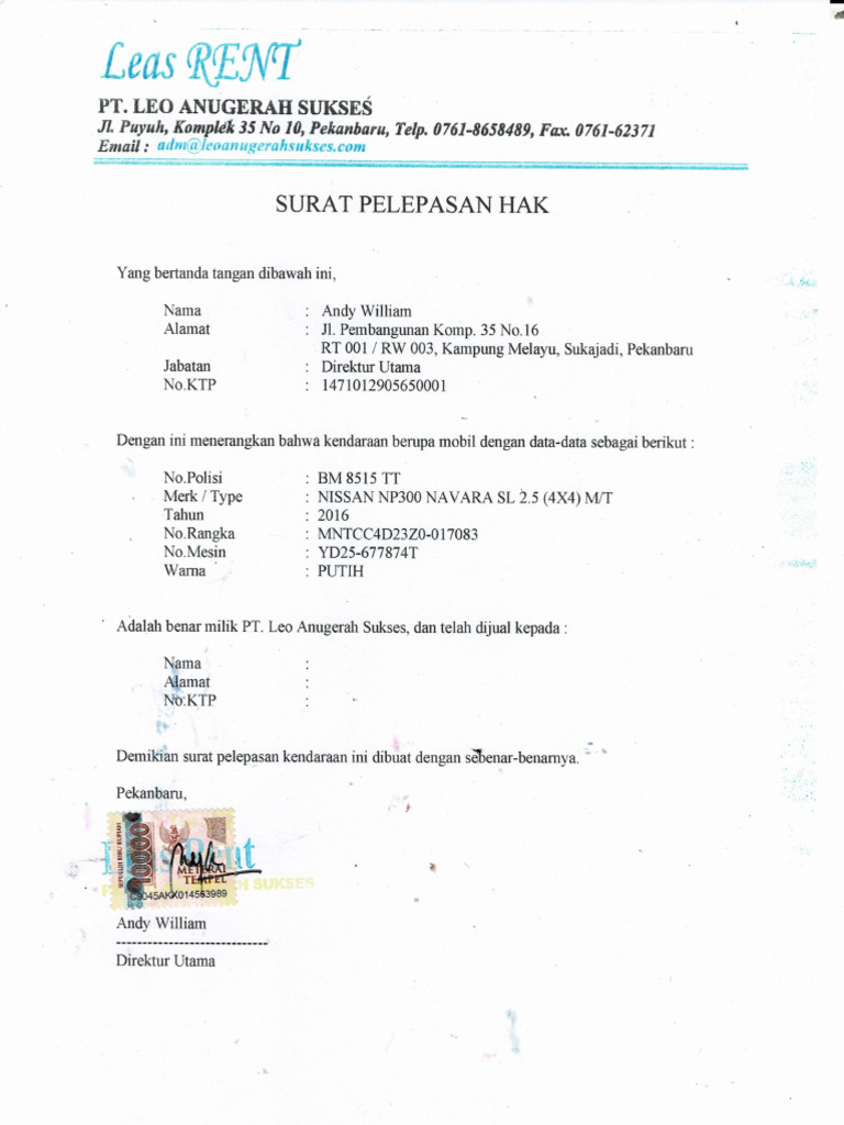 SURAT PELEPASAN HAK | PDF