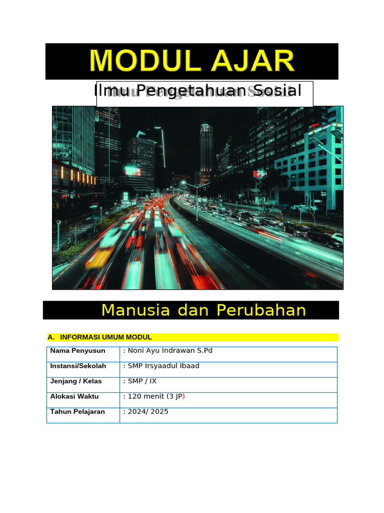Modul Ajar IPS Kelas 9 Tema 1 NONI | PDF