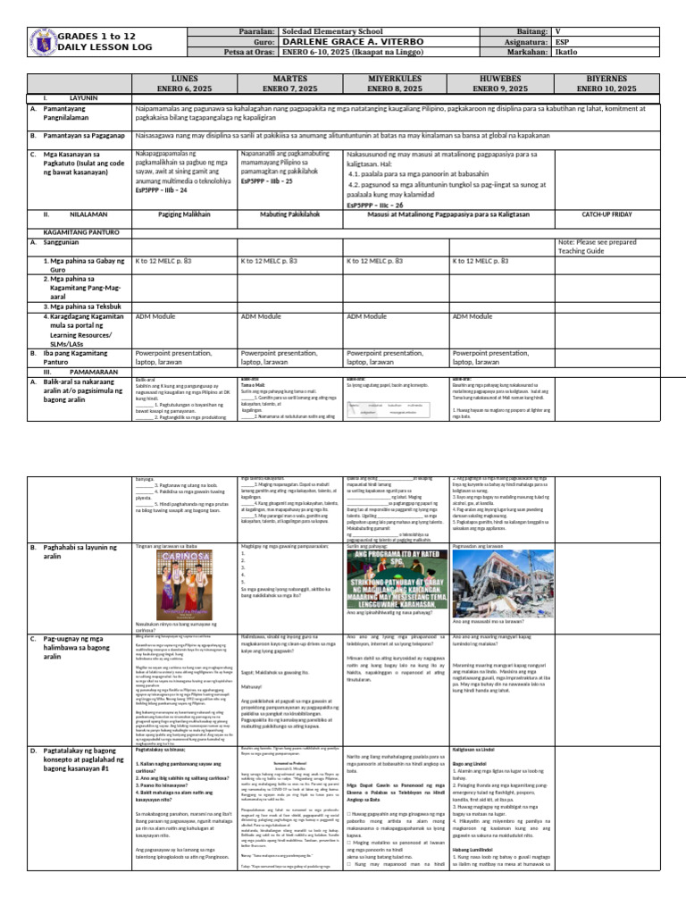 DLL in ESP 5 Q3 W4 | PDF