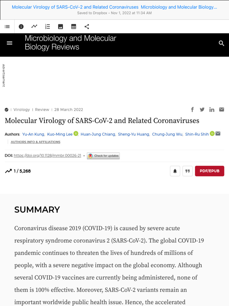 Molecular Virology of SARS-CoV-2 and Related Coronaviruses Microbiology ...