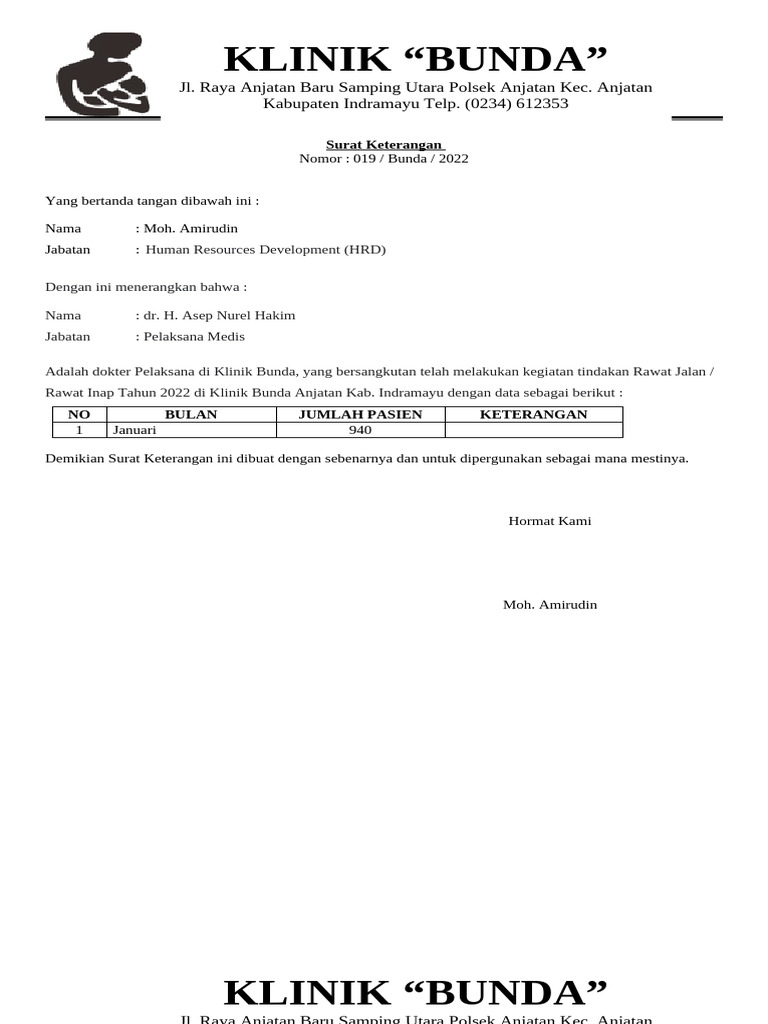 Surat Keterangan Kunjungan Pasien | PDF