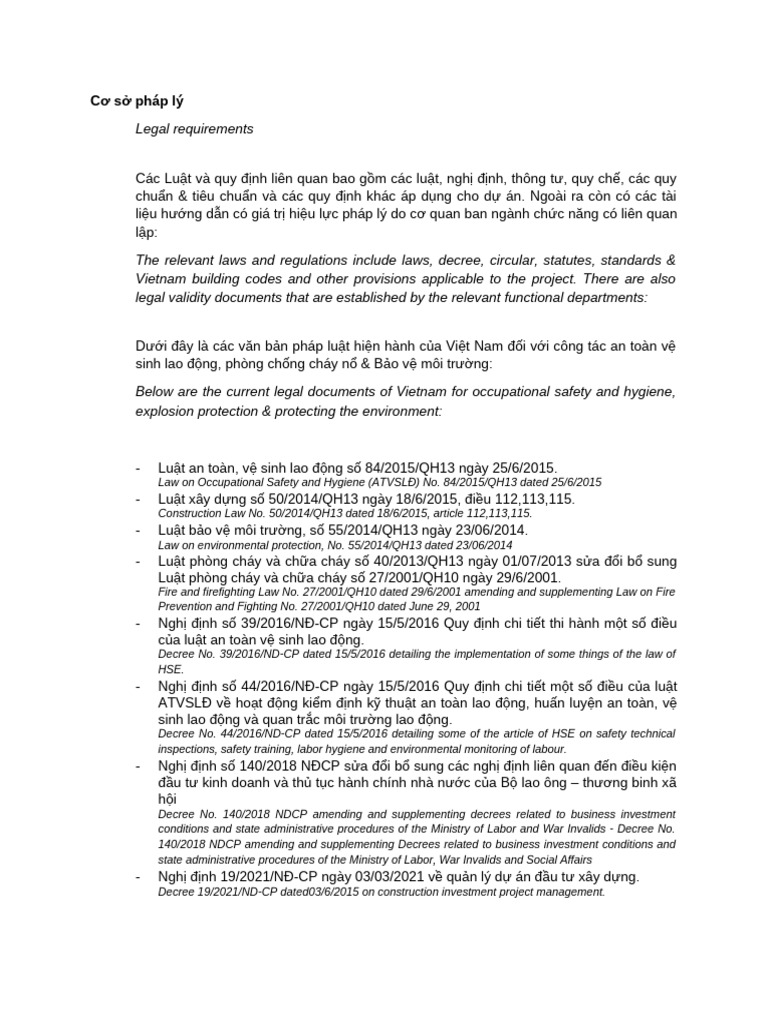 Vietnamese Safety Law and Standards | PDF