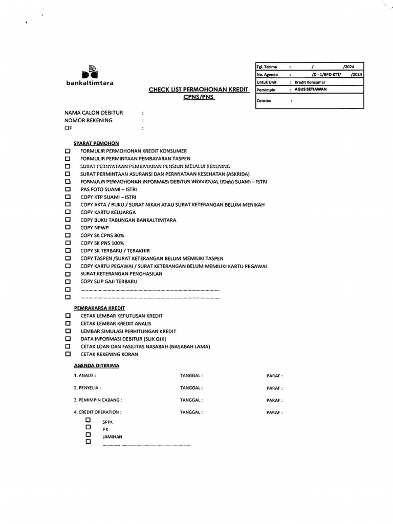Formulir Kredit PNS | PDF