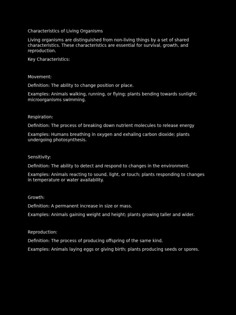 Key Traits of Living Organisms | PDF