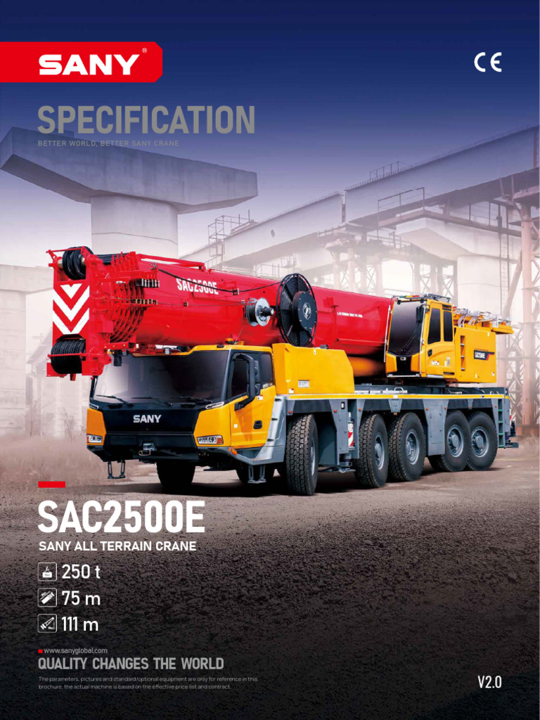 SANY SAC2500E All-Terrain Crane Specs | PDF | Crane (Machine) | Brake