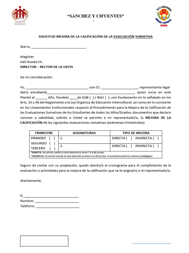 Solicitud para La Mejora | PDF