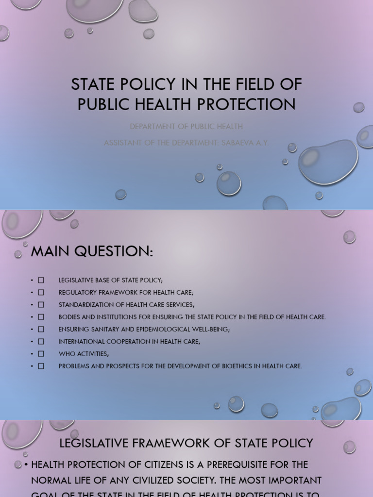 State Policy in The Field of Public Health | PDF | Bioethics | Public ...
