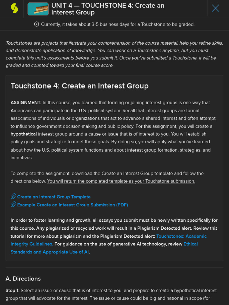 TOUCHSTONE 4 - Create An Interest Group - U.S. Government - Sophia Learning | PDF | Lobbying In ...