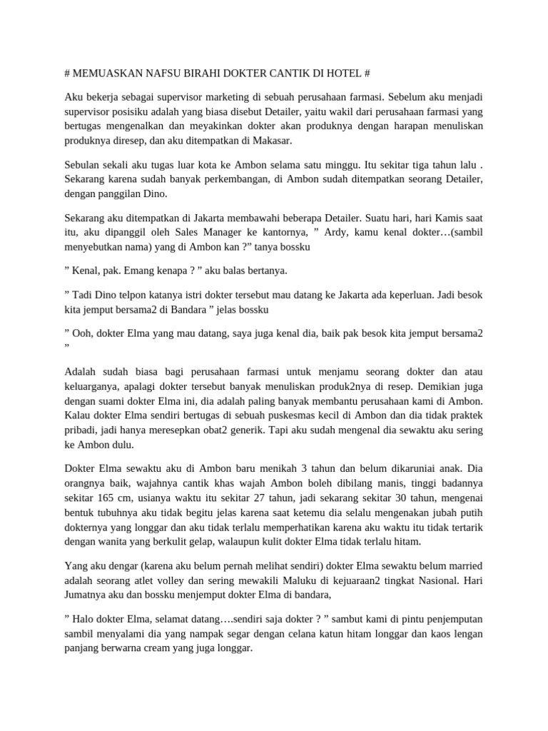 Memuaskan Nafsu Birahi Dokter Cantik Di Hotel | PDF