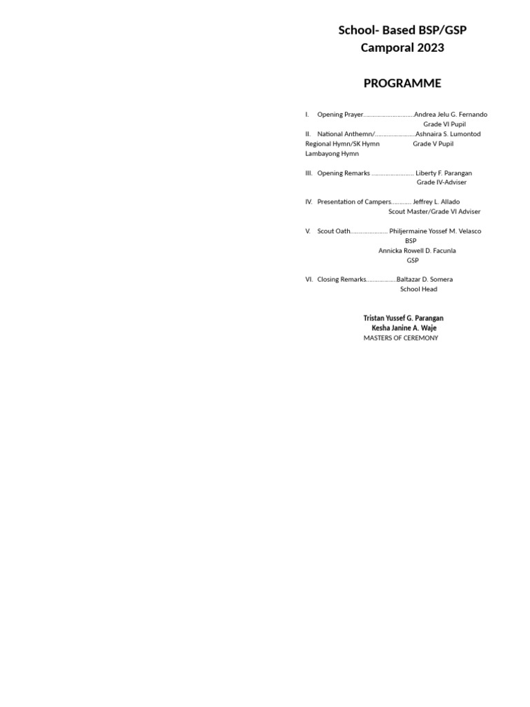 School-Based BSP/GSP Program 2023 | PDF