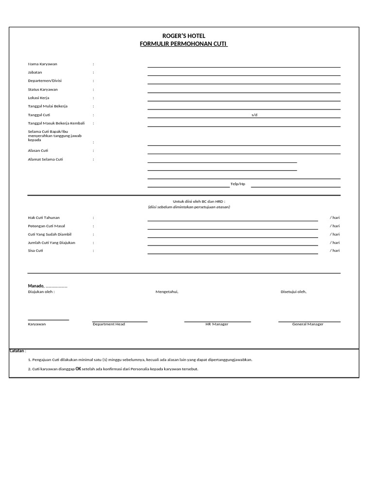 004.formulir Permohonan Cuti | PDF