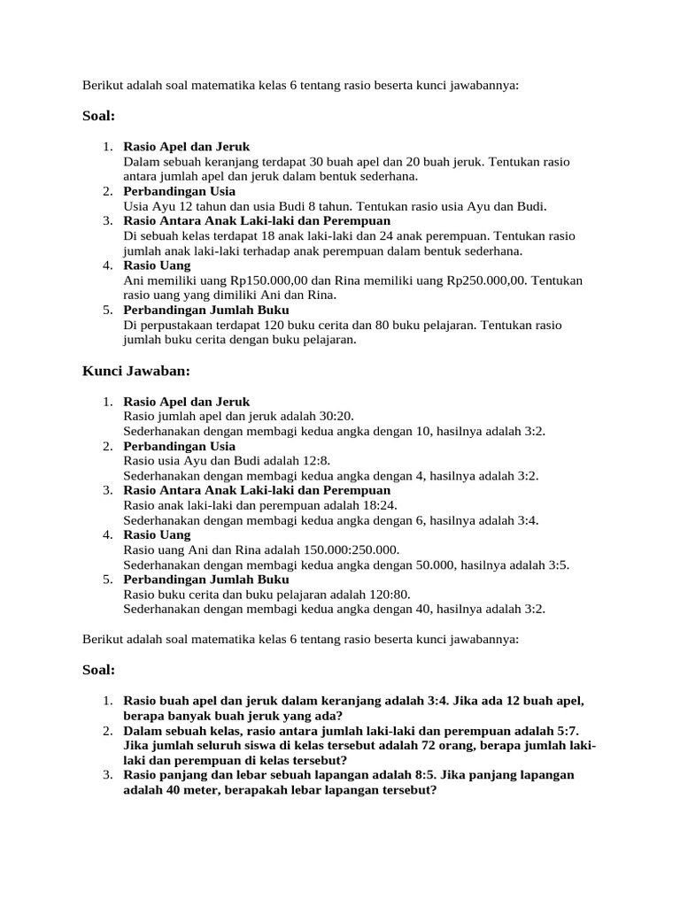 Soal Matematika Kelas 6 Ida | PDF
